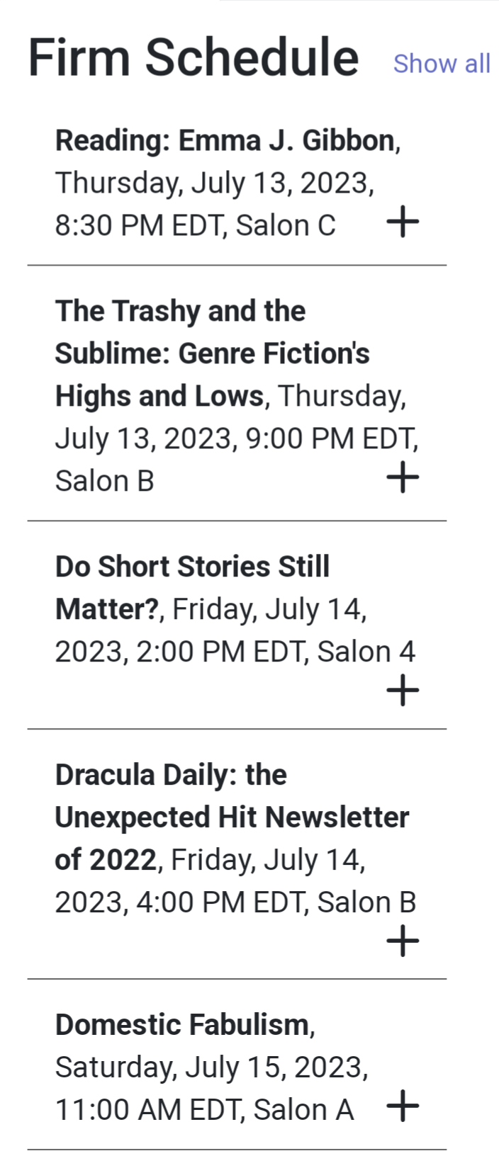 Readercon Schedule – Emma J. Gibbon